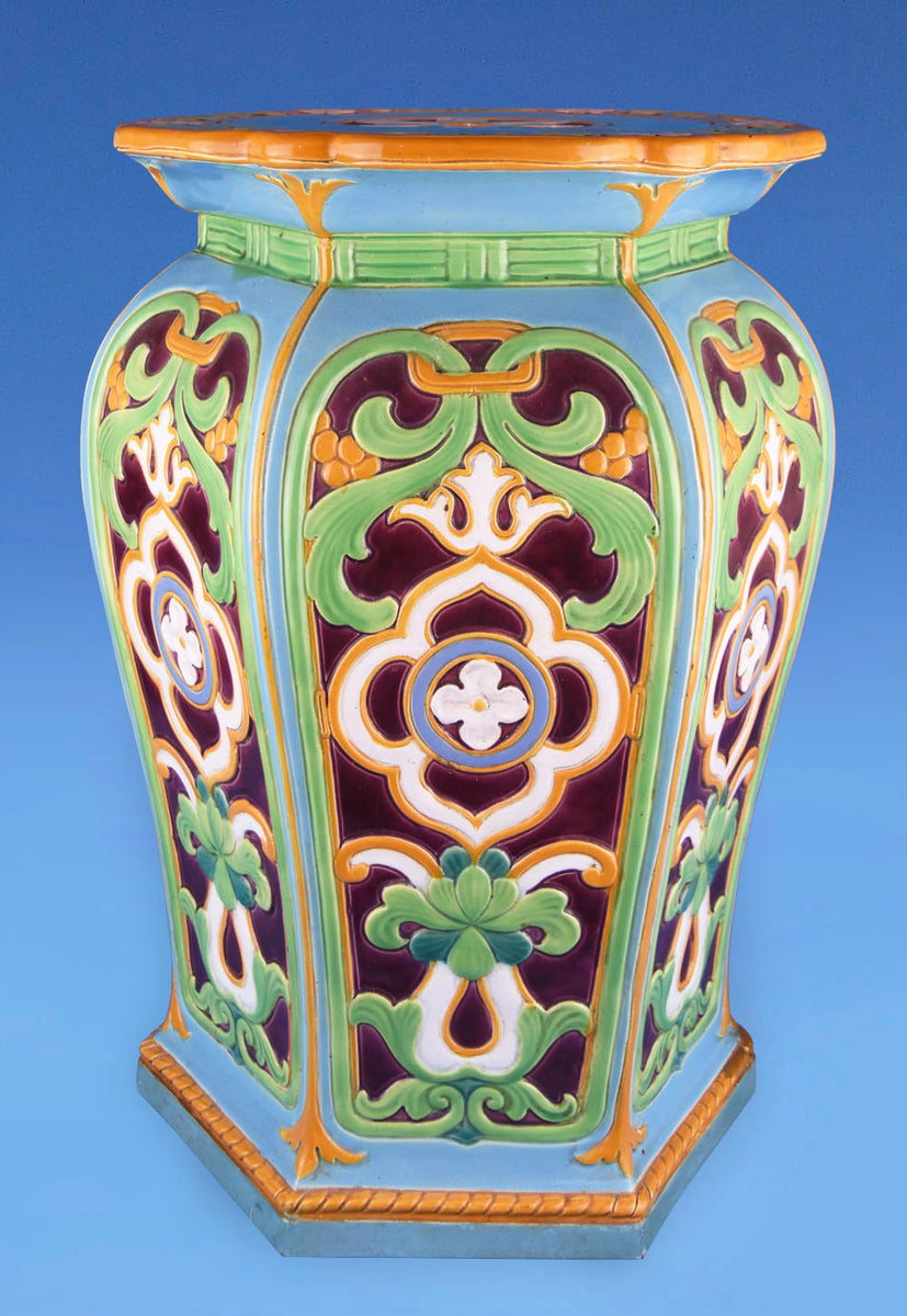 Minton Majolica Gothic Revival Garden Seat c.1865 – Nick Boston Antiques